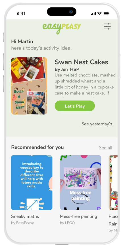 Introducing the new EasyPeasy Home Screen!